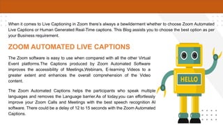 Zoom automated live captions vs human generated live captions | PPT