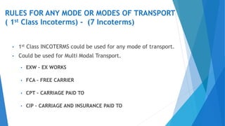 INCOTERMS 2020. Bussiness import export. | PPTX