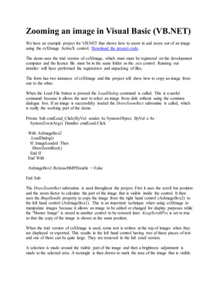 Zooming an image in visual basic | PDF