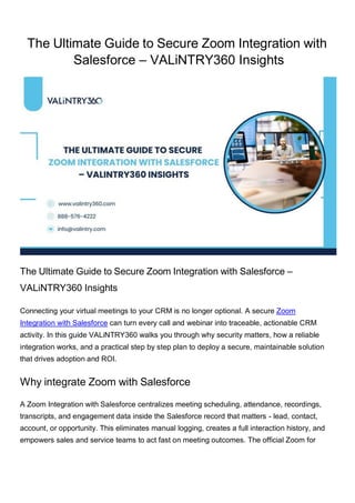 Zoom Integration with Salesforce-VALiNTRY360 | PDF