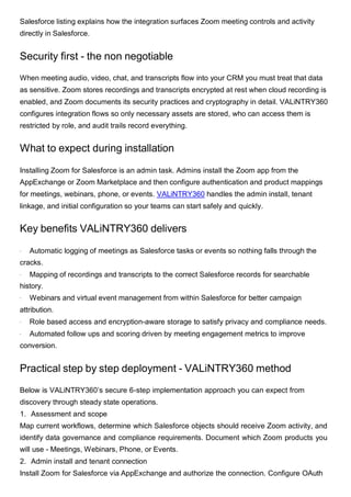 Zoom Integration with Salesforce-VALiNTRY360 | PDF