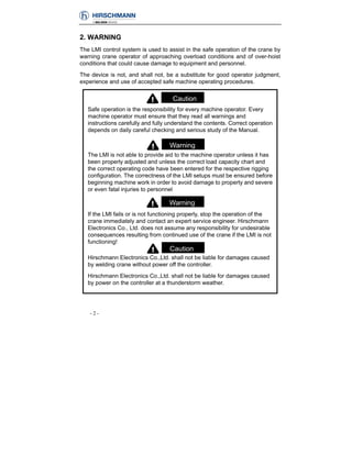 Zoomlion hirschmann hc4900 load moment indicator user manual | PDF