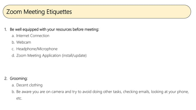 Zoom Meeting Etiquettes and Best Practices | PPTX