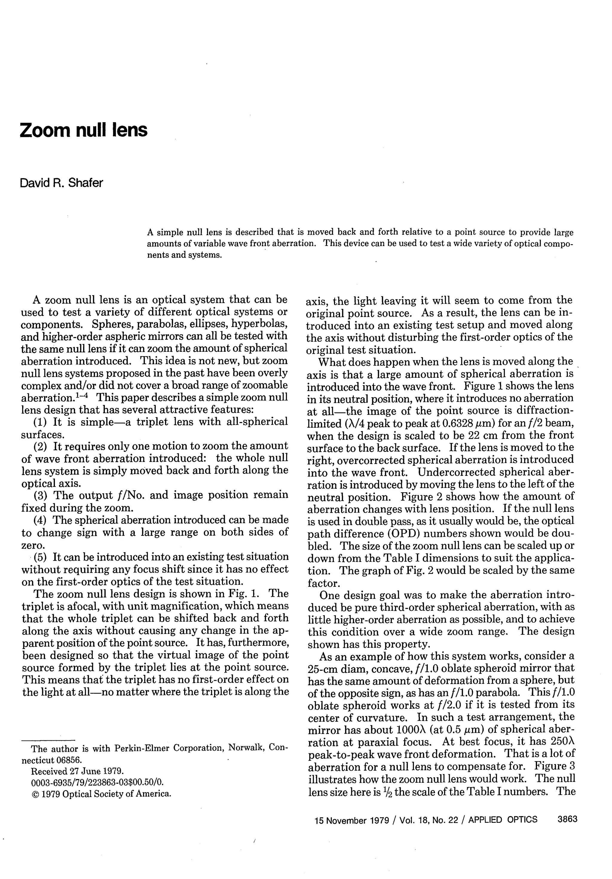 Zoom null lens 1979 | PDF