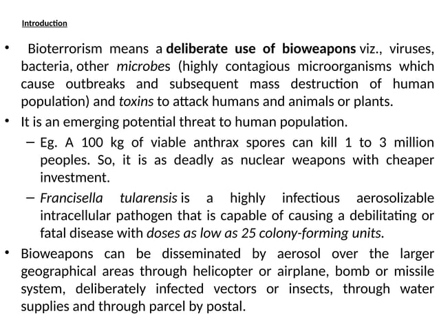 zoonotic pathogens as Bioterrorism agents.pptx | Infectious Diseases ...