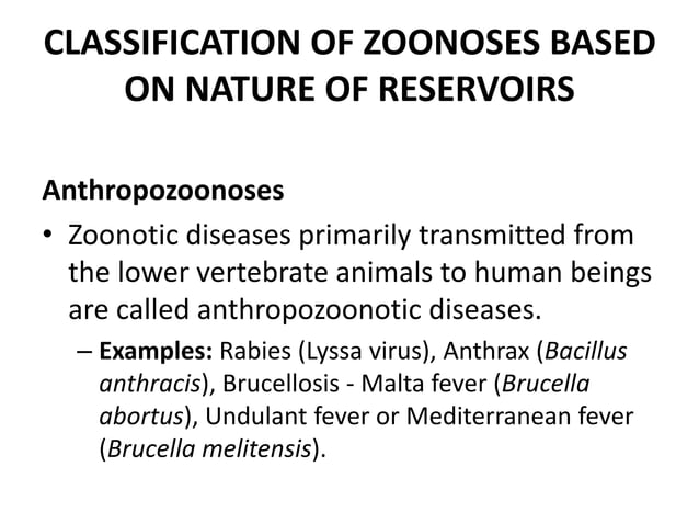 Zoonoses | PPTX | Infectious Diseases | Diseases and Conditions