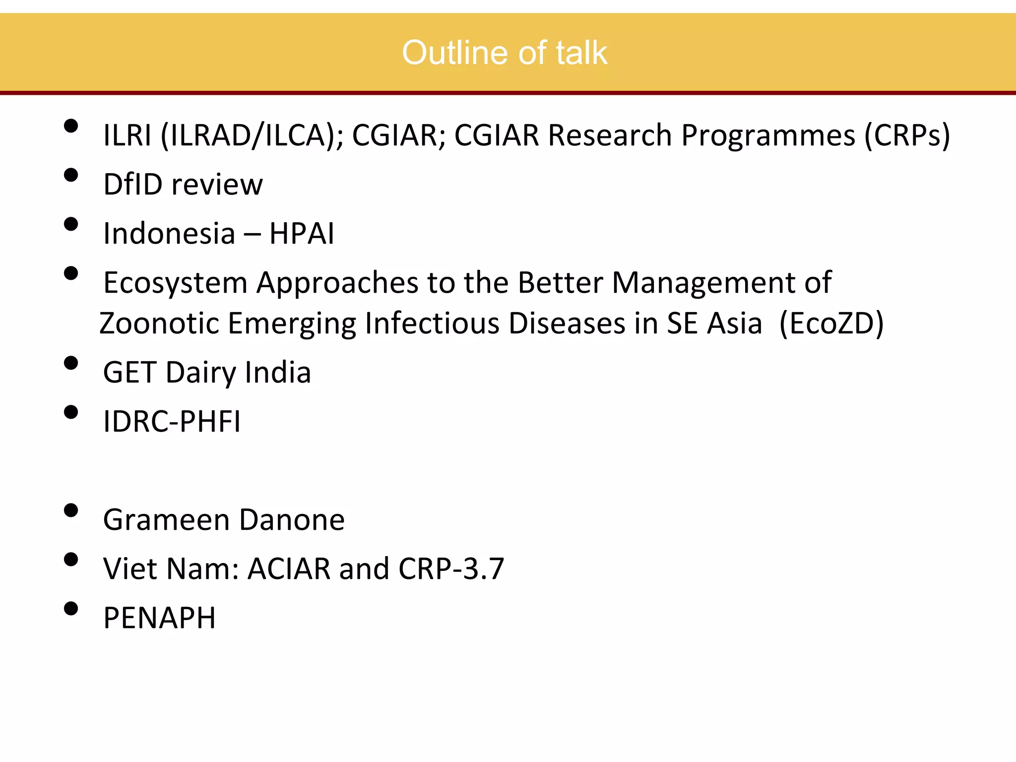 Zoonoses and food safety related activities in APHCA member states ...