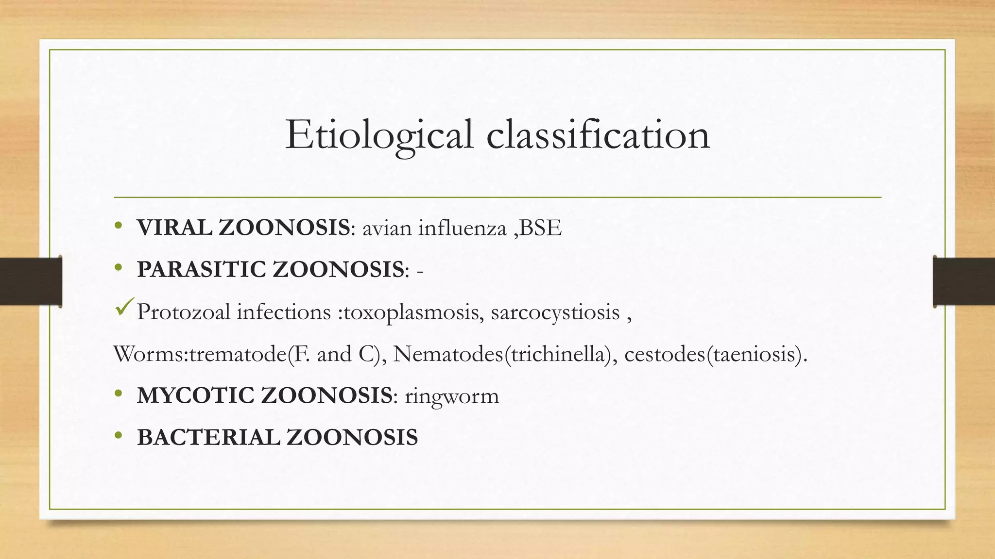 Zoonosis, its types and food borne zoonosis | PPTX