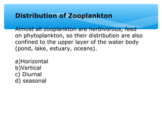 Zooplankton distribution and seasonal succession | PPT