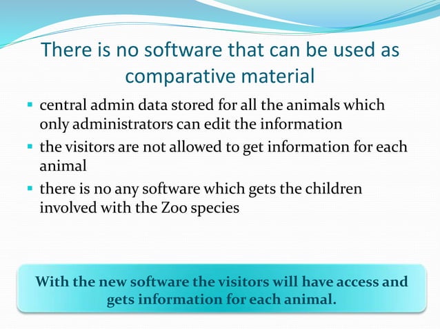 Zoo problem domain investigation | PPTX