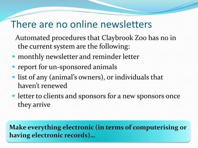 Zoo problem domain investigation | PPTX