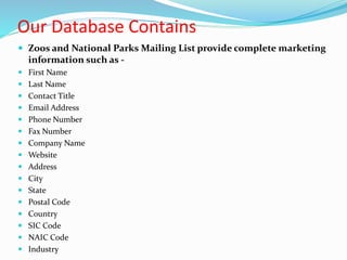 Zoos and national parks mailing list | PPT