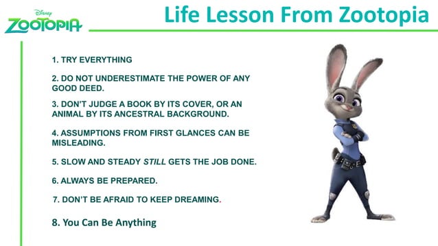 Lesson Learned From Zootopia Movie | PPTX | Zoos & Aquariums | Attractions