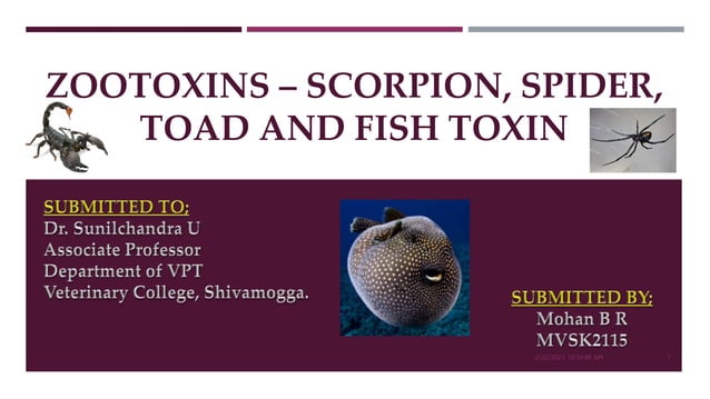Zootoxins - Scorpion, Spider, Toads and Fish Toxins by Dr. Mohan B R ...