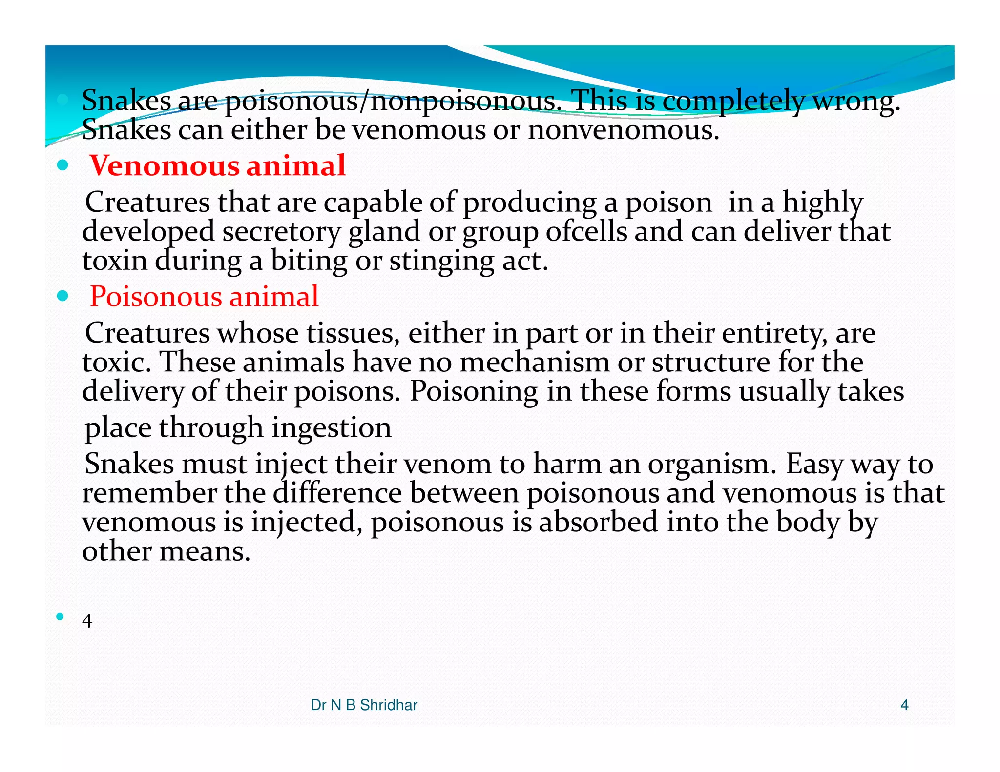 Zootoxins by Dr N B Shridhar | PDF
