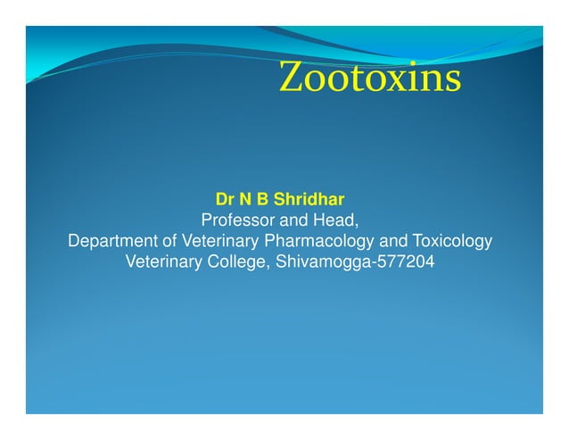 Zootoxins by Dr N B Shridhar | PDF | Reptiles | Pets