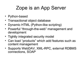 Zope and Plone in the DSD | PPT