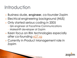 RIAction 2010 - Love hate relationship of Zopim and Flex | PDF