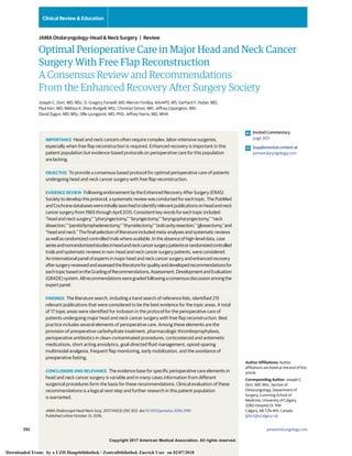Optimal perioperative care in major head and neck cancer surgery with ...