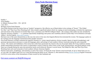 Zora Neale Hurston Essay | PPT