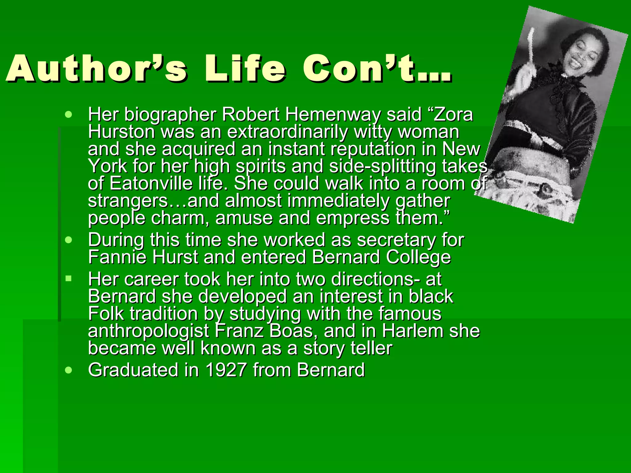 Zora Neale Hurston Ppt | PPT