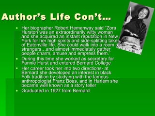 Zora Neale Hurston Ppt | PPT