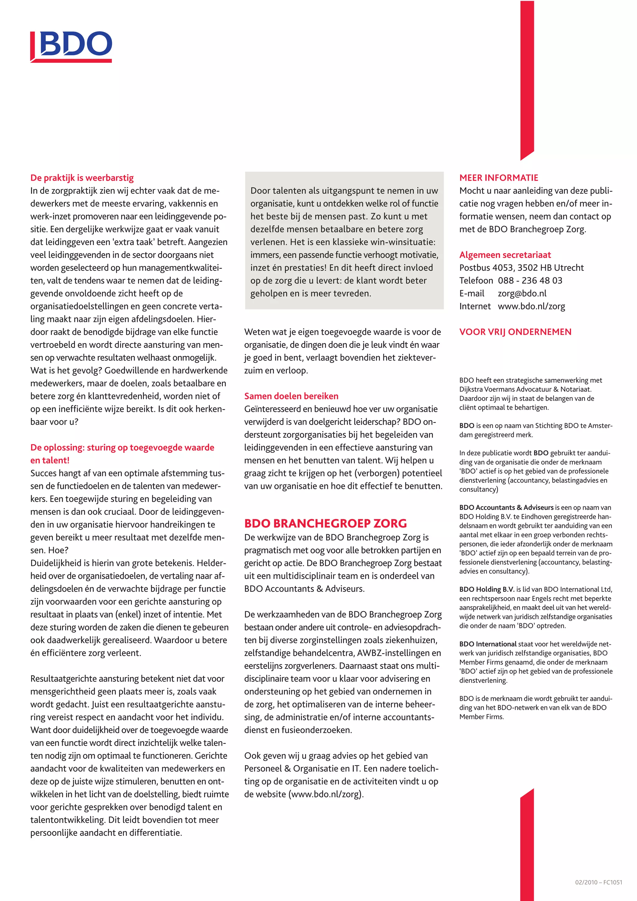 Meer rendement uit talent in de zorg | PDF