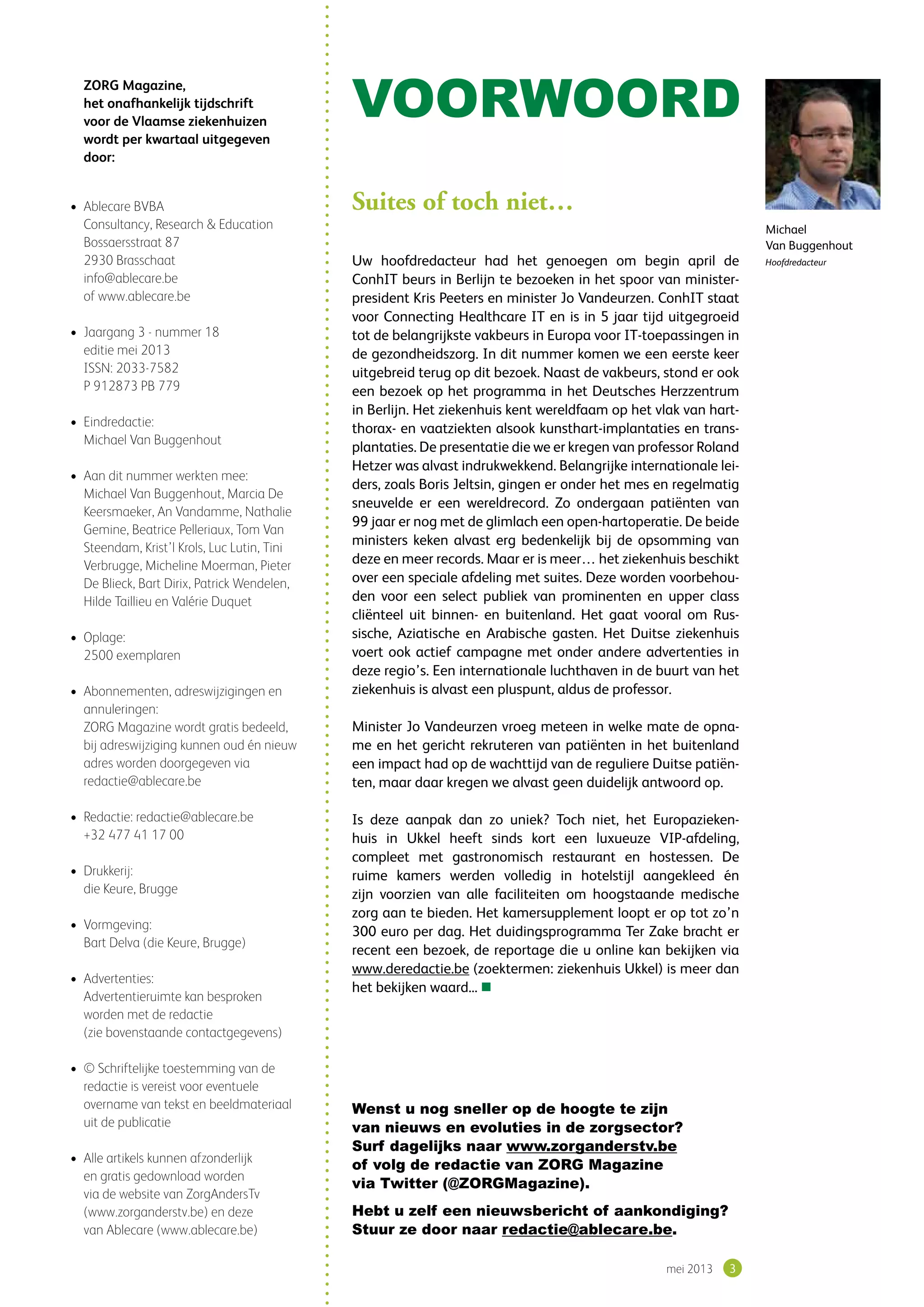 Zorg Magazine editie ziekenhuizen mei 2013 | PDF
