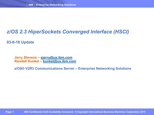 z/OS 2.3 HiperSockets Converged Interface (HSCI) support | PDF ...