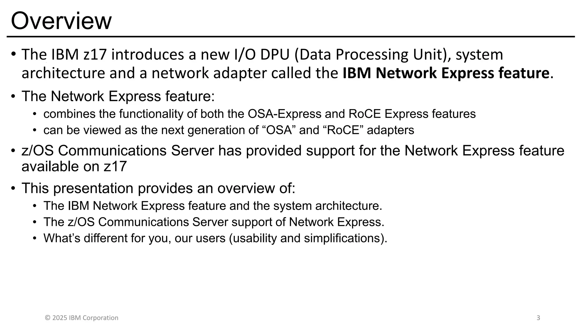 zOS CommServer support for the Network Express feature on z17 | PDF