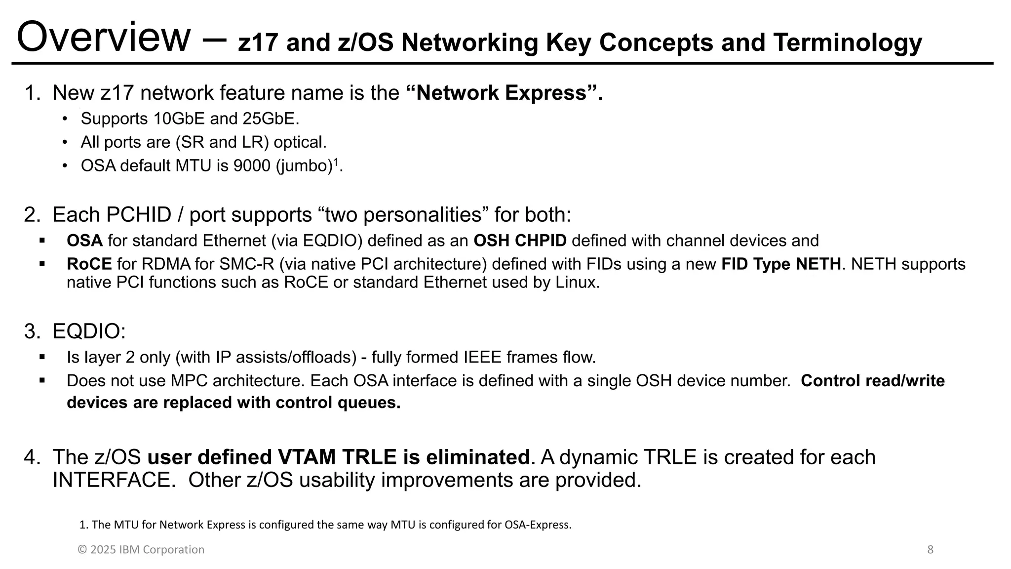 zOS CommServer support for the Network Express feature on z17 | PDF