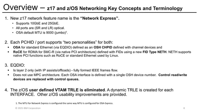 zOS CommServer support for the Network Express feature on z17 | PDF