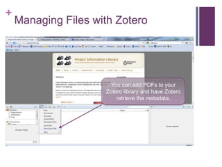Collecting, Managing, and Sharing Information and its Sources with Zotero | PPTX