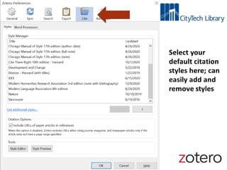 Zotero basics | PPTX | Desktop Publishing | Computer Software and Applications