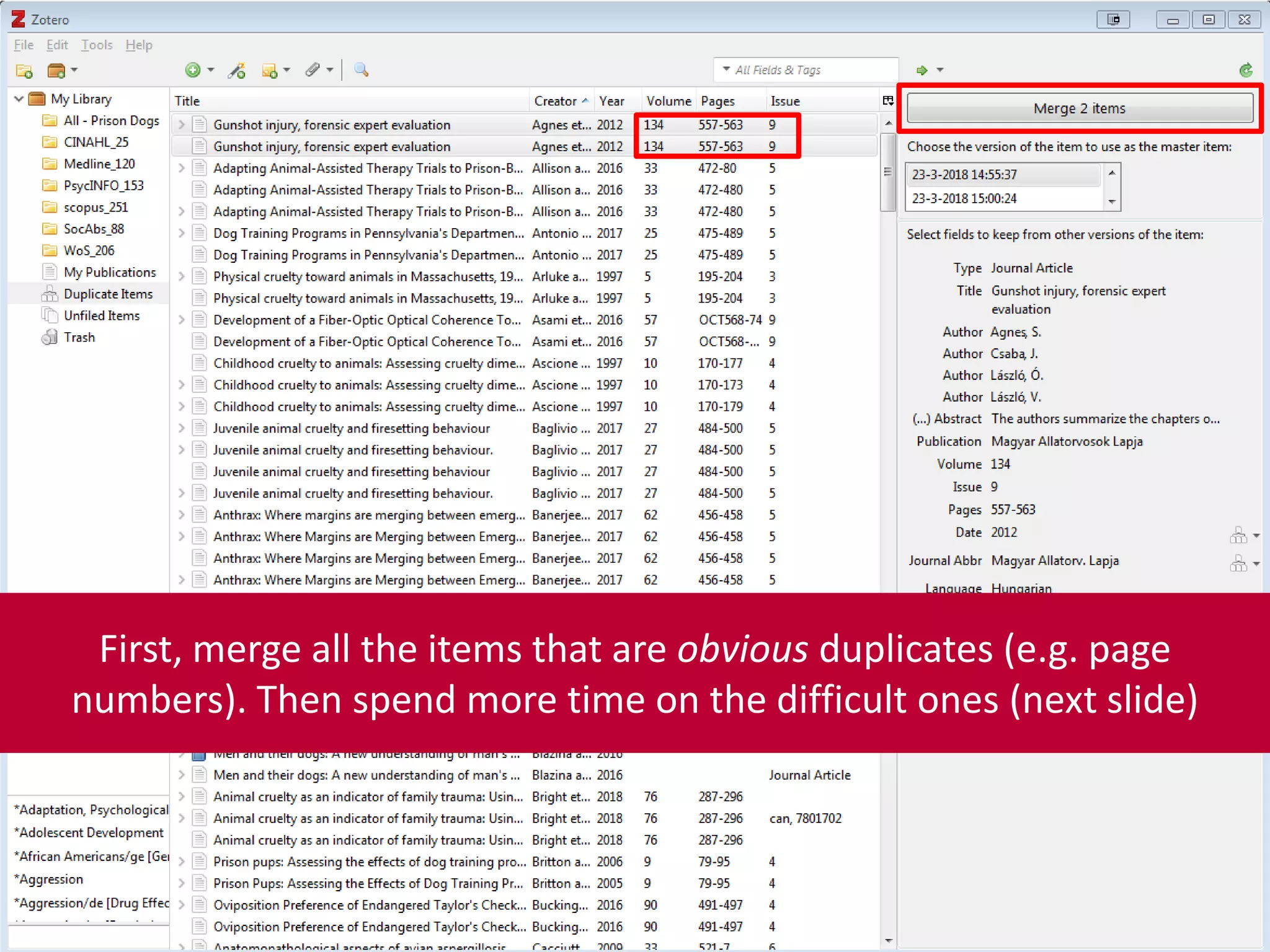 Tutorial for Zotero Deduplication | PPTX | Databases | Computer Software and Applications
