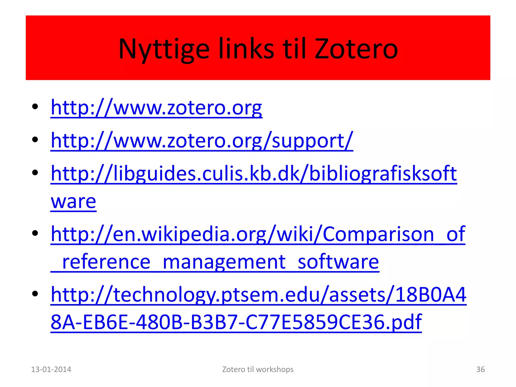 Introduktion til Zotero | PPTX