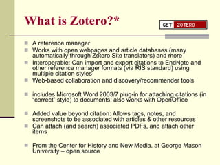 RML Rendezvous - Zotero | PPT