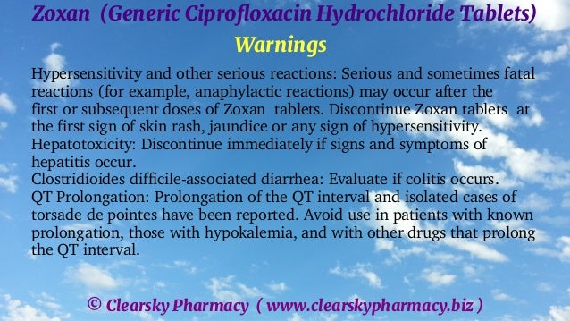 Zoxan Tablets (Generic Ciprofloxacin Hydrochloride Tablets) | PPT