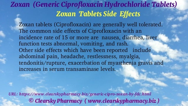 Zoxan Tablets (Generic Ciprofloxacin Hydrochloride Tablets) | PDF