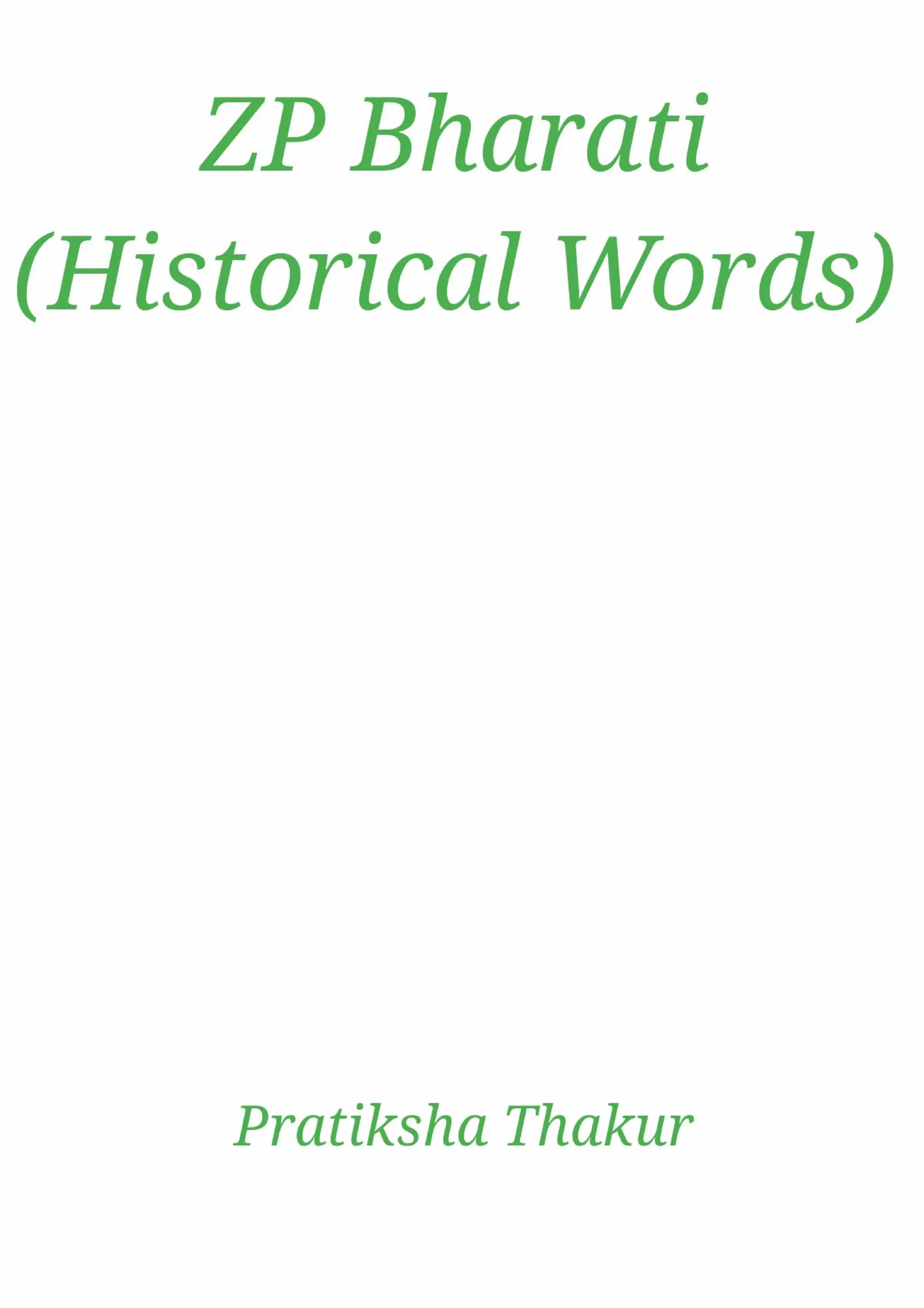 ZP Bharati (Historical Words) | PDF