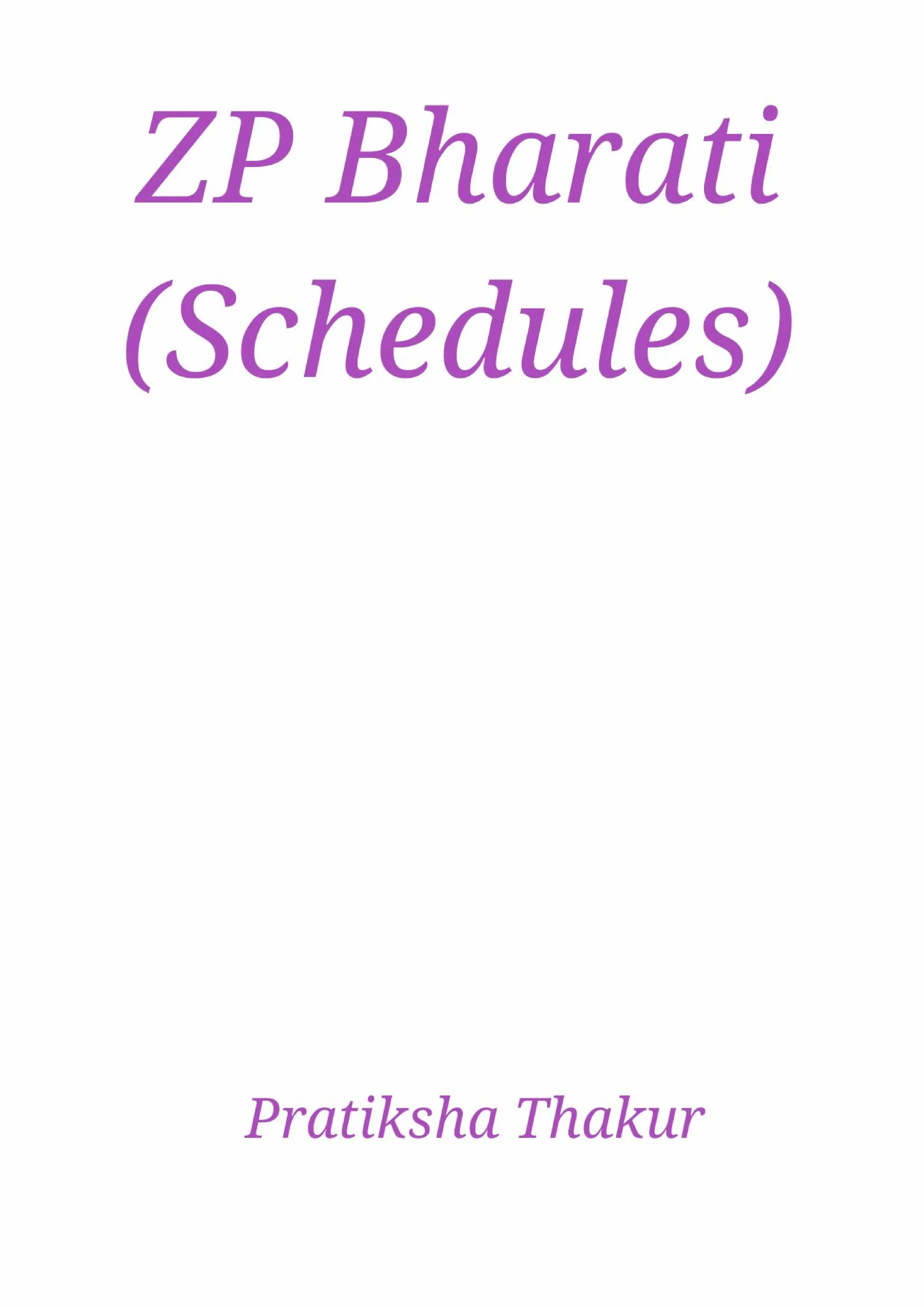 ZP Bharati (Schedules) | PDF