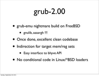Extending bhyve beyond FreeBSD guests - EuroBSDCon 2013 | PDF