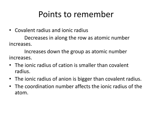 Ionic radii and covalent radii | PPTX