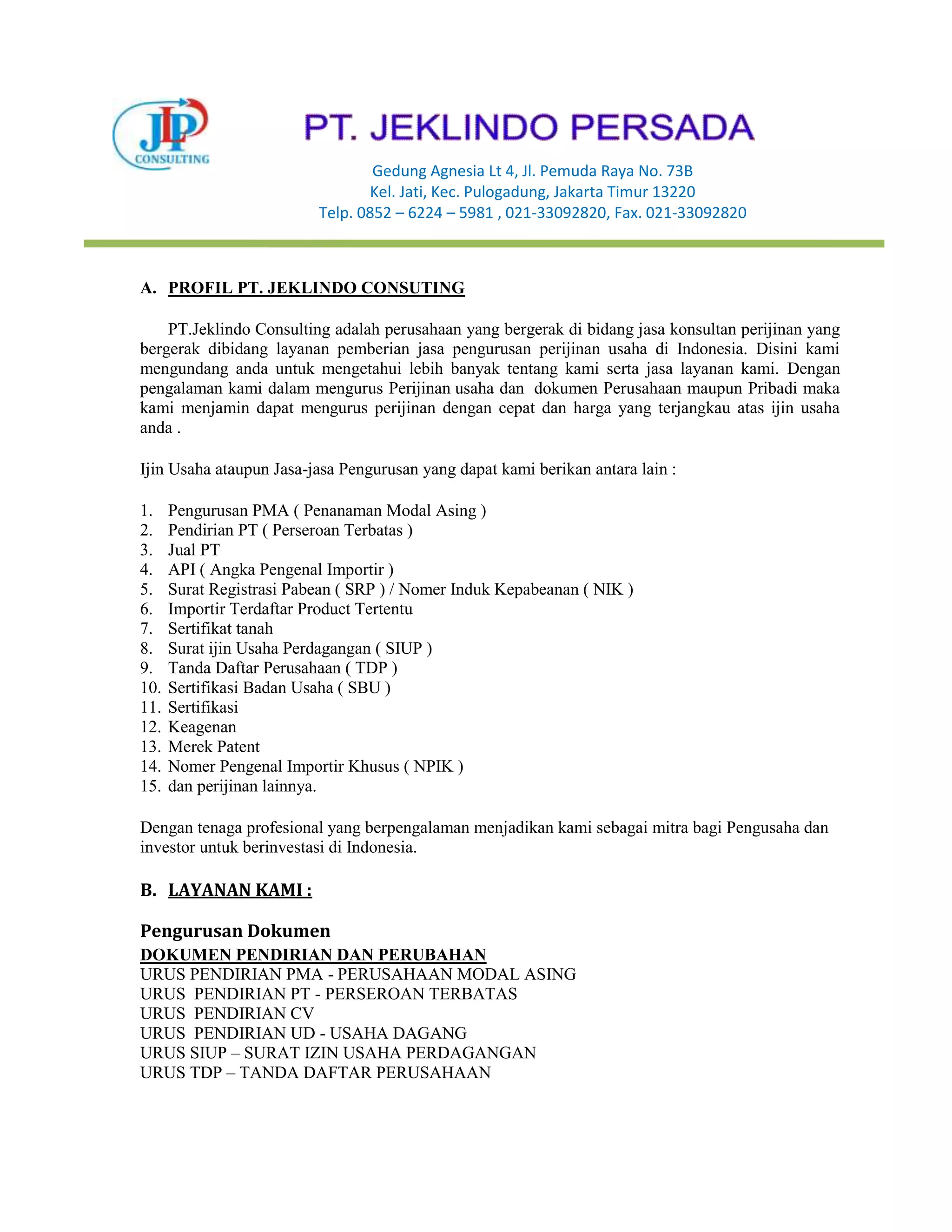 BIRO JASA PENGURUSAN DOKUMEN PERUSAHAAN CEPAT DAN AKURAT | DOCX
