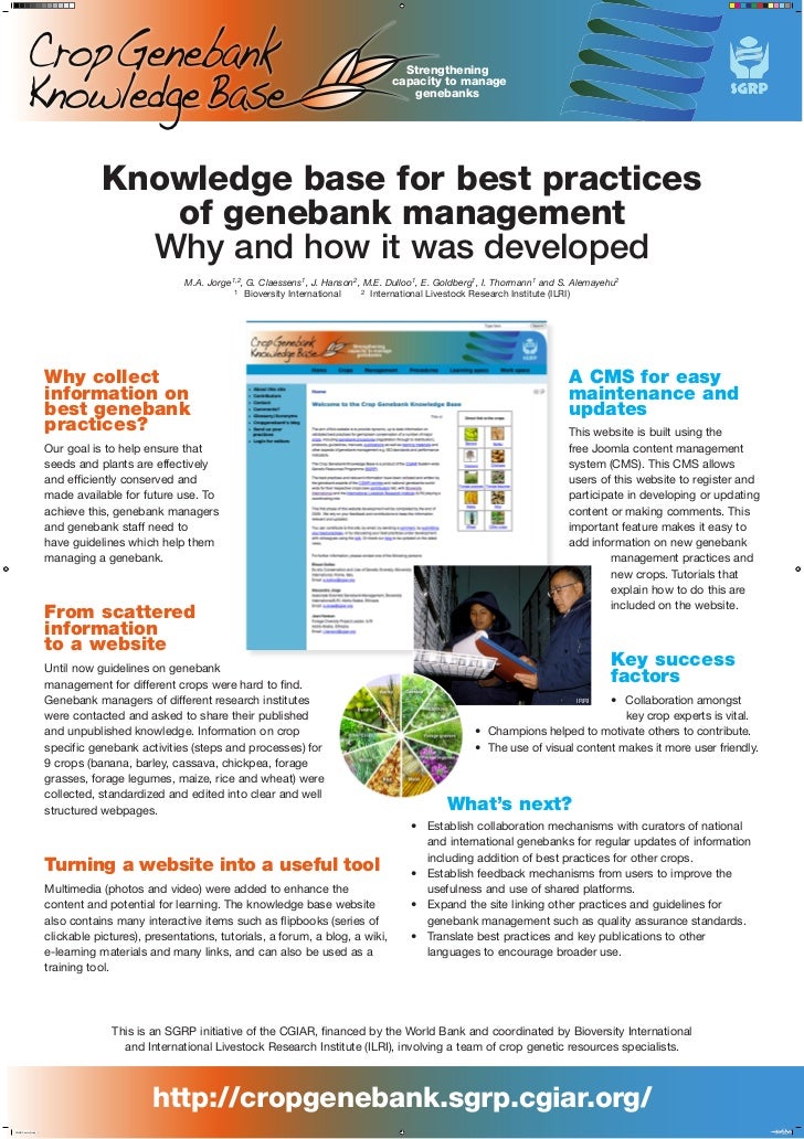 Knowledge base for best practices of genebank management: why and how…