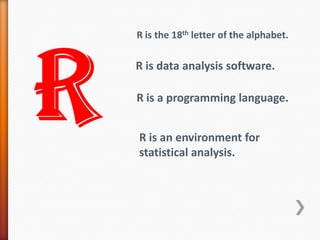 R and Rcmdr Statistical Software | PPT