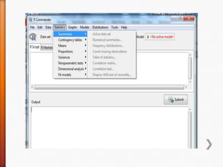 R and Rcmdr Statistical Software | PPT