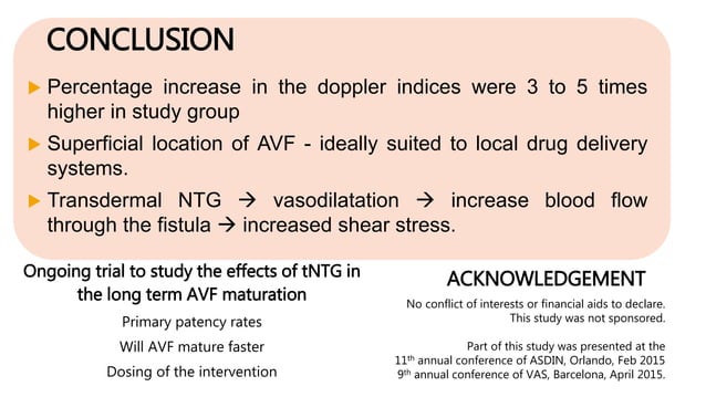 Transdermal Nitroglycerin Role In AVF Maturation | PPT