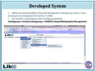 presentation on MARC21 Standard Bibliography for LibMS | PPTX