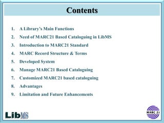 presentation on MARC21 Standard Bibliography for LibMS | PPTX
